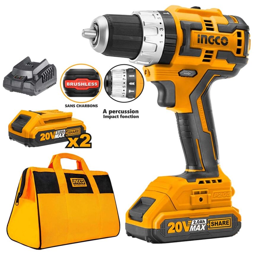 Visseuse perceuse 20v 2a sans charbon ingco - Ingco
